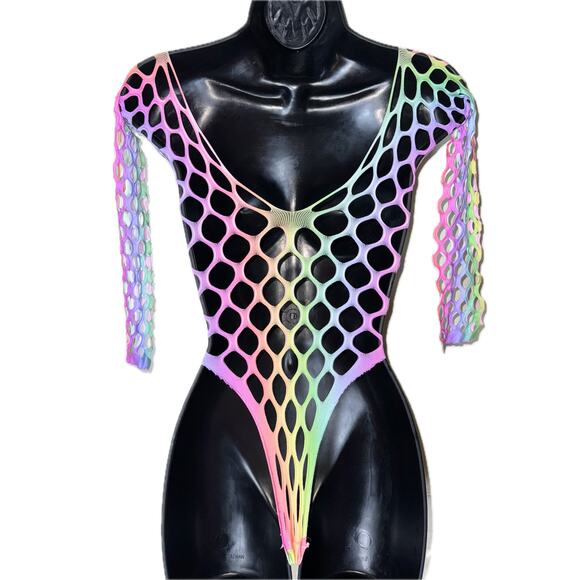 Molliwater | Swim | New Small Rainbow Mesh Knit Bodysuit Gay Pride ...